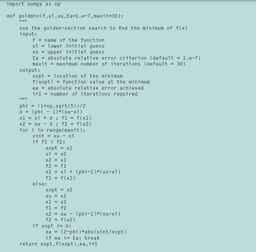 Solved 4. (20 pts) Implement the Golden Search algorithm for | Chegg.com