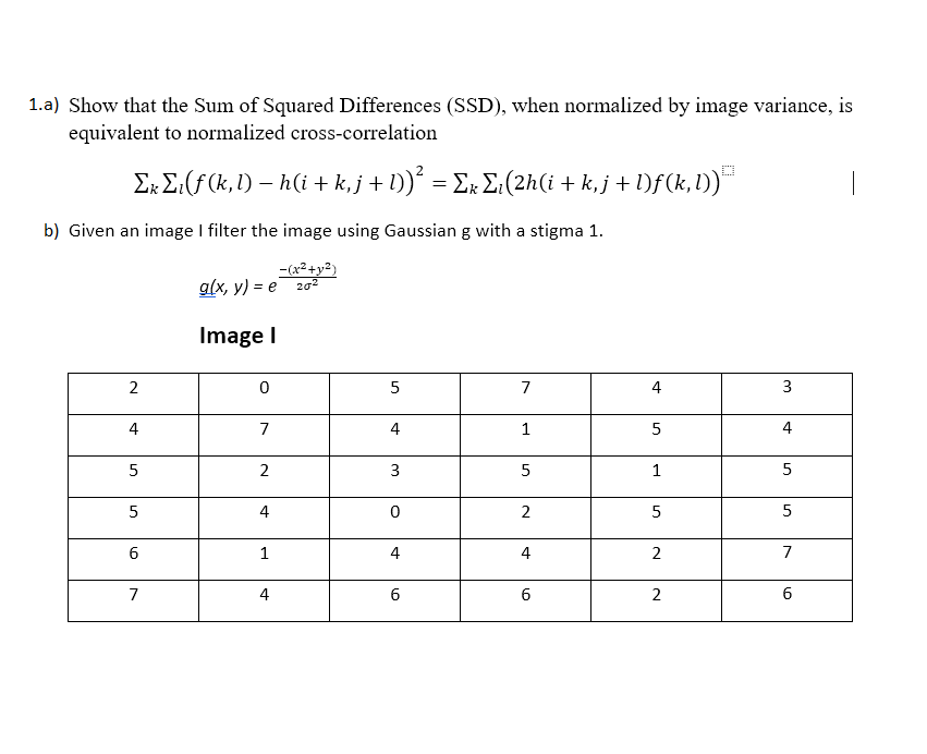 1.a) Show that the Sum of Squared Differences (SSD), | Chegg.com