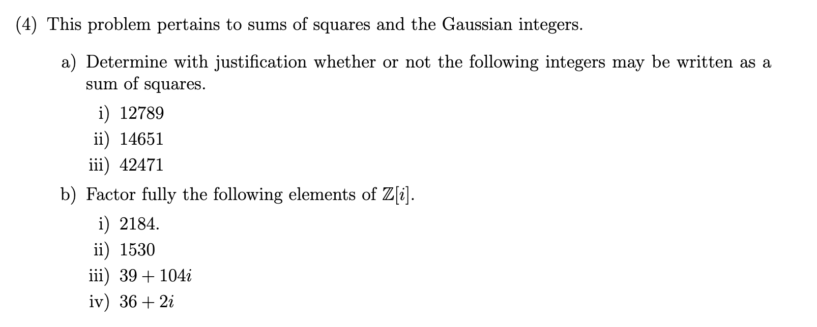 Solved (4) This problem pertains to sums of squares and the | Chegg.com