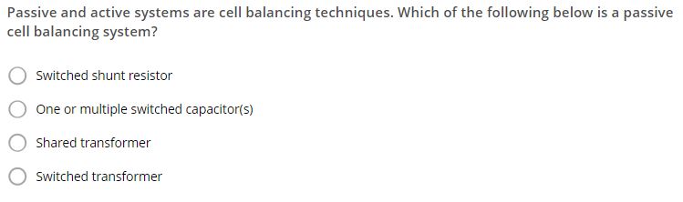 Solved Passive and active systems are cell balancing | Chegg.com