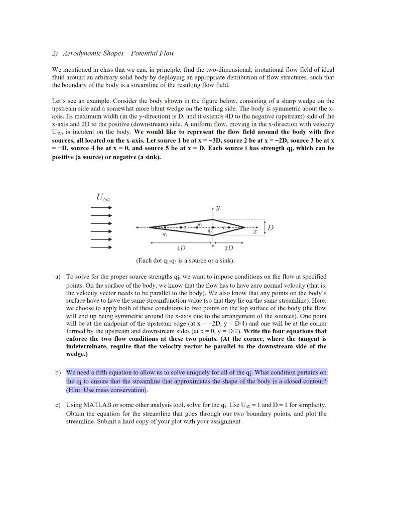 2) Aerodynamic Shapes-Potential Flow We mentioned in | Chegg.com