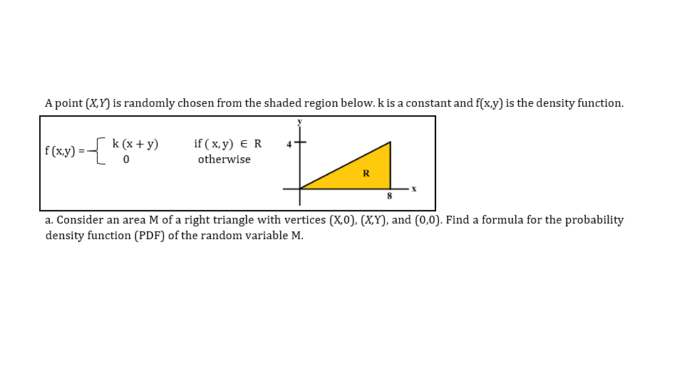 Solved A point(X,Y) is randomly chosen from the shaded | Chegg.com