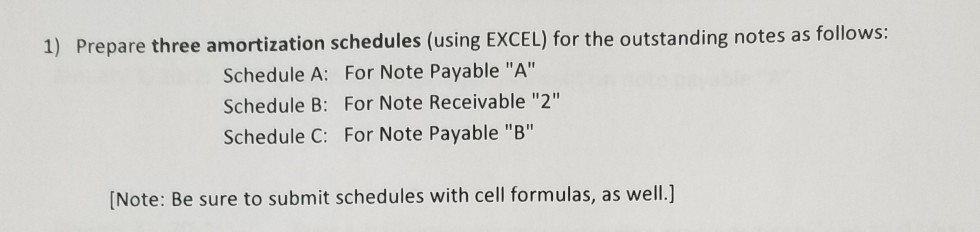 Solved 1) Prepare three amortization schedules (using EXCEL) | Chegg.com