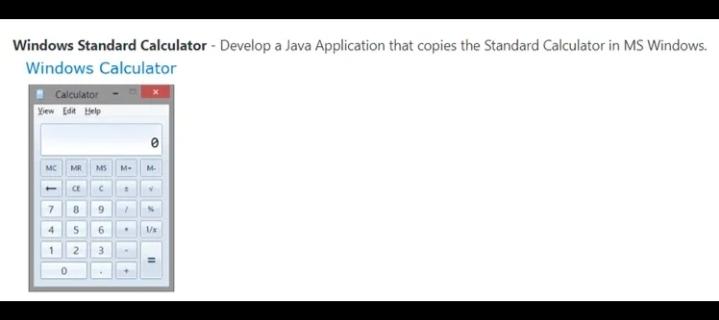 Solved Windows Standard Calculator - Develop a Java | Chegg.com