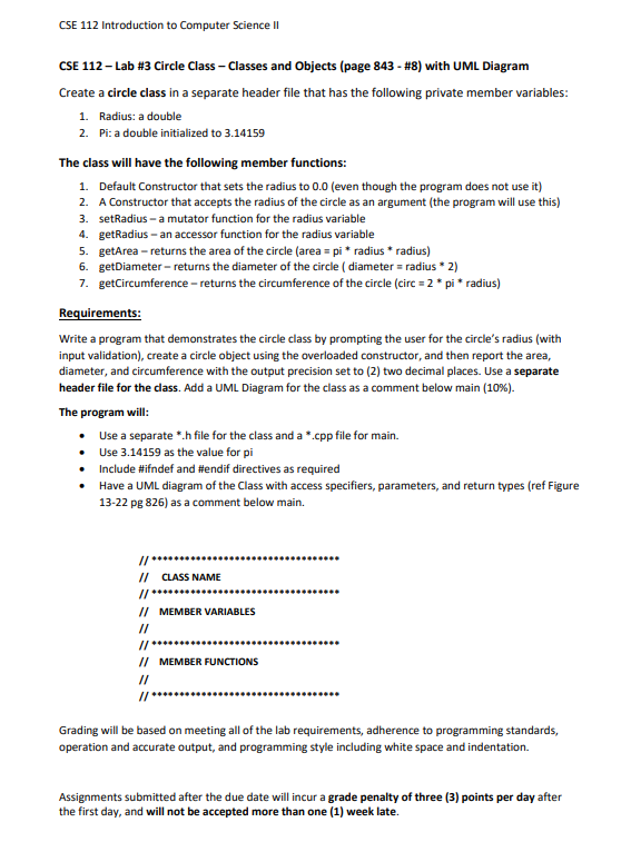 Solved The class will have the following member functions: | Chegg.com