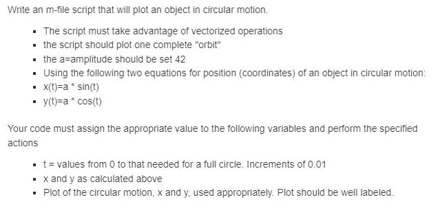 Solved Write an m-file script that will plot an object in | Chegg.com