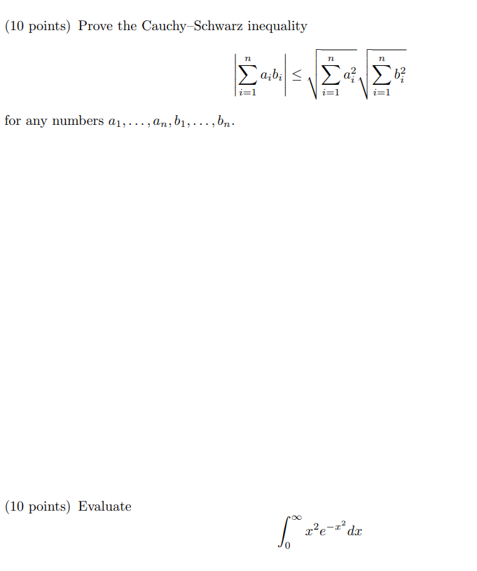Solved (10 points) Prove the Cauchy-Schwarz inequality | Chegg.com