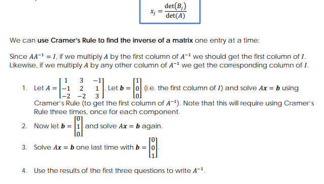 Solved det(B) det(A) We can use Cramer's Rule to find the | Chegg.com