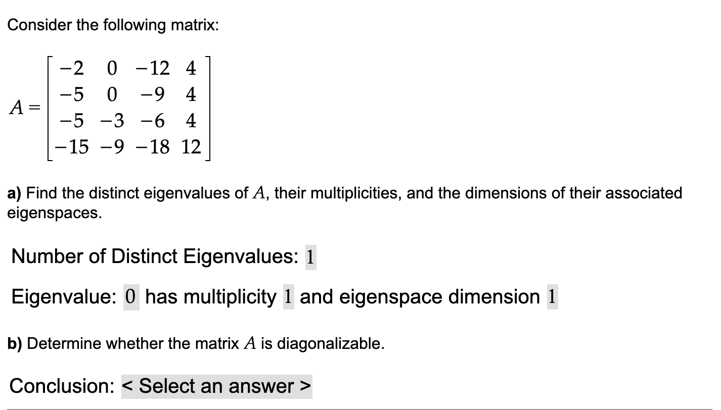 Consider the following matrix: | Chegg.com