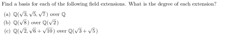 Solved Find a basis for each of the following field | Chegg.com