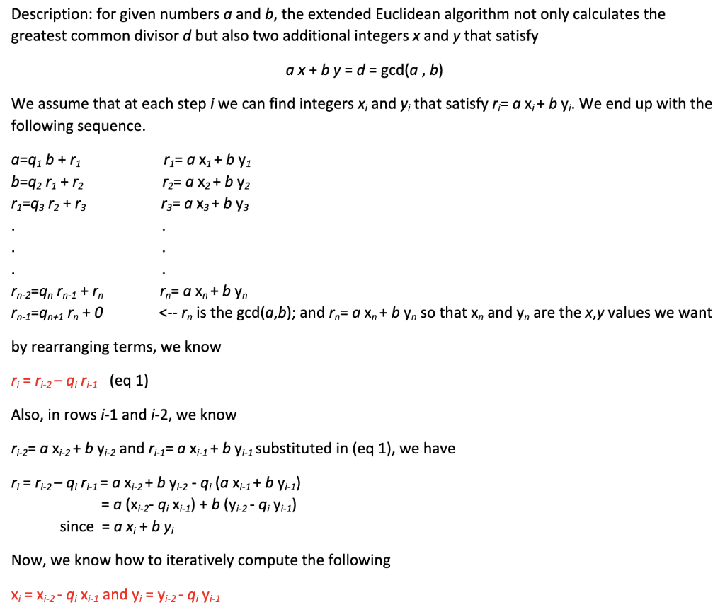 Solved Description: for given numbers a and b, the extended | Chegg.com