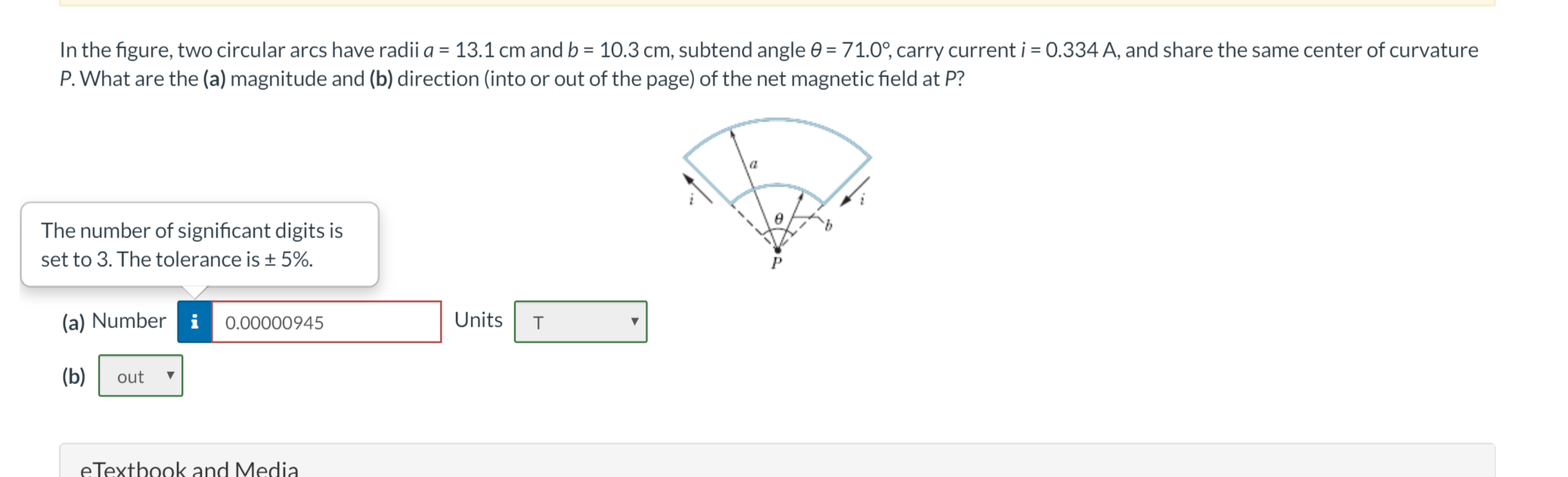 Solved In The Figure Two Circular Arcs Have Radii A 13 1