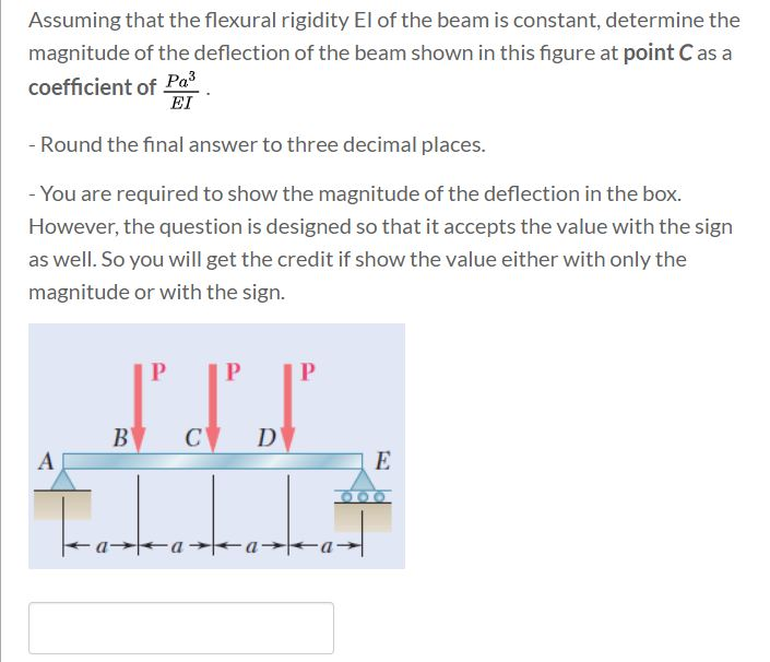 Solved Assuming that the flexural rigidity El of the beam is | Chegg.com