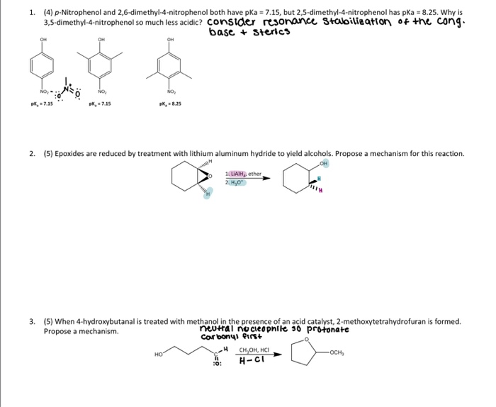 Solved 1. 4) p-Nitrophenol and 2,6-dimethyl-4-nitrophenol | Chegg.com