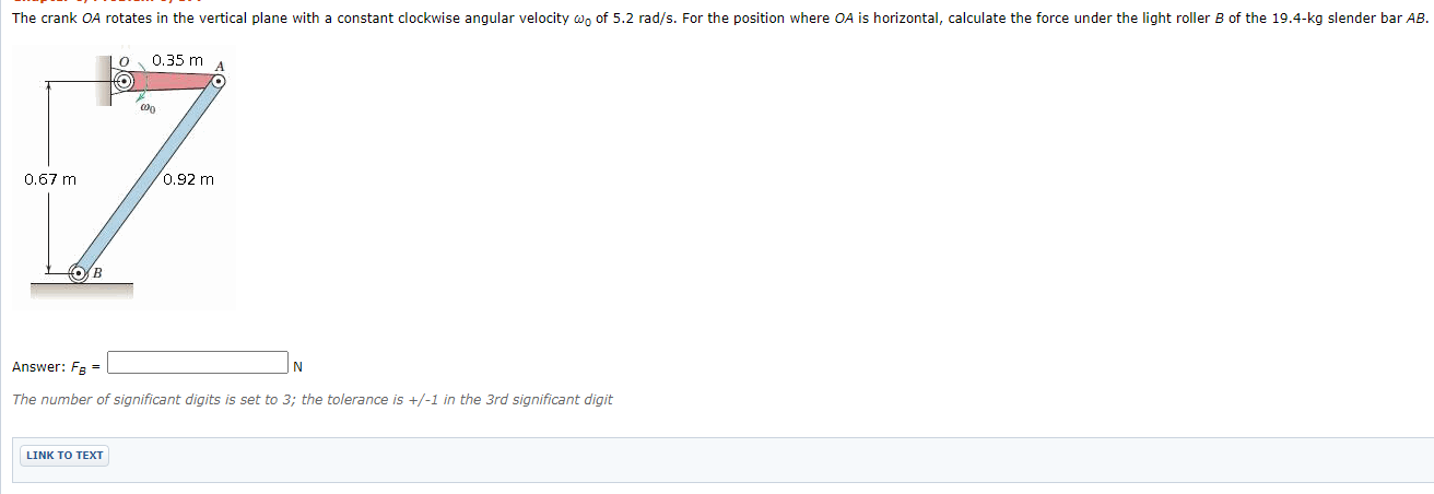 Solved The crank OA rotates in the vertical plane with a | Chegg.com