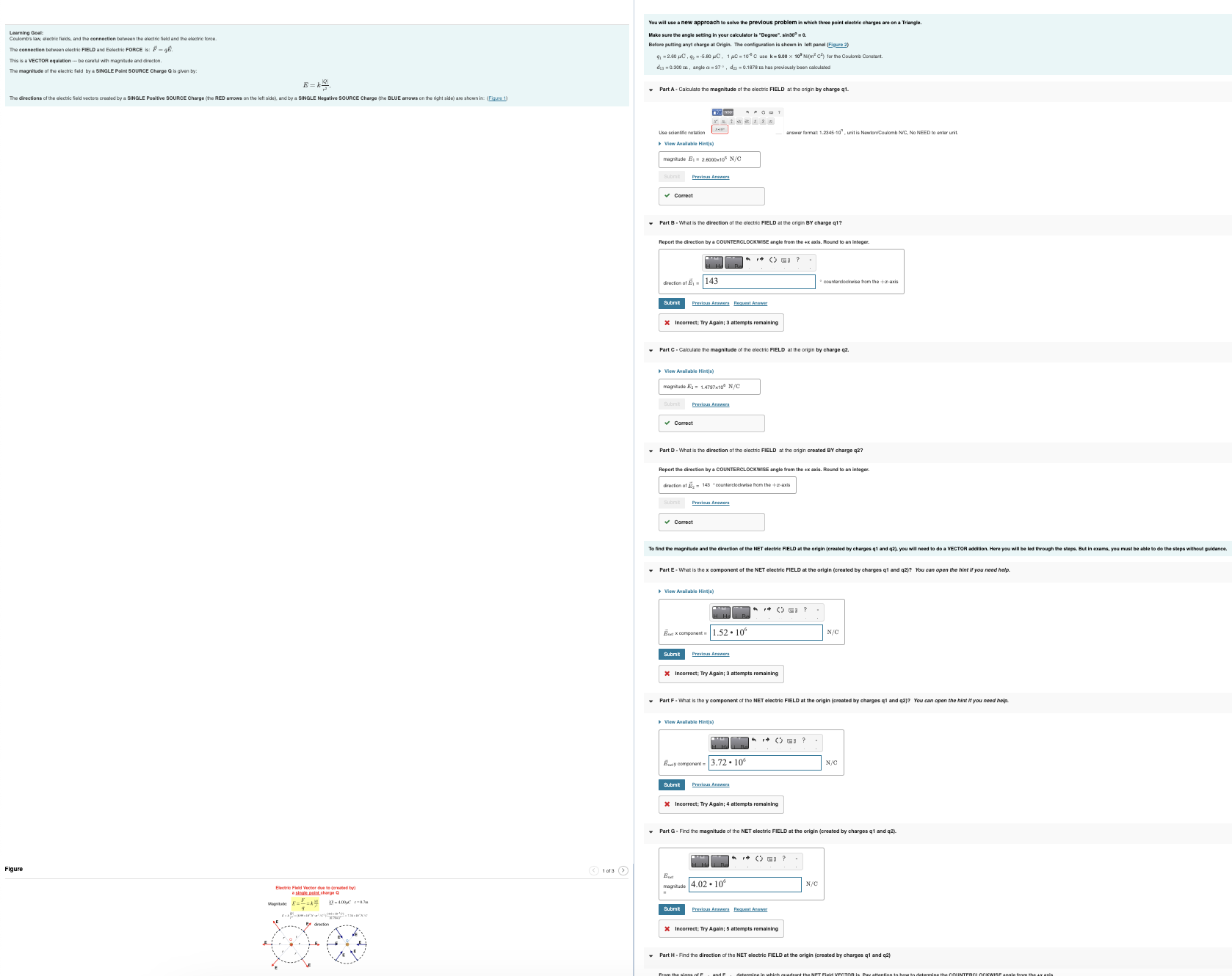 Solved Please help! Part H - ﻿Find the direction of the NET | Chegg.com