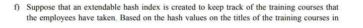 Solved f) Suppose that an extendable hash index is created | Chegg.com