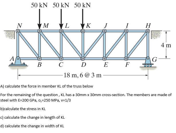 Solved 50 kN 50 kN 50 KN N M VL VK J H 4 m A G B C DE F | Chegg.com