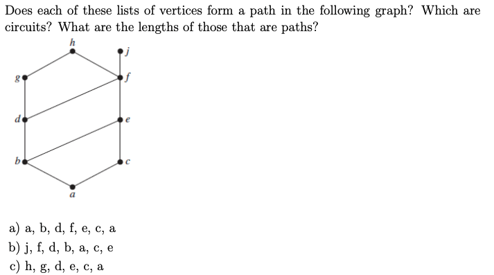 Solved Does Each Of These Lists Of Vertices Form A Path 