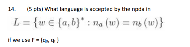 Solved (5 ﻿pts) ﻿What language is accepted by the npda | Chegg.com
