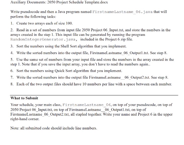 Solved Auxiliary Documents: 2050 Project Schedule | Chegg.com