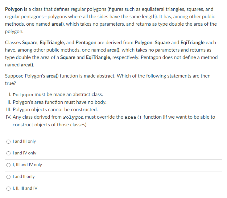 Solved Polygon is a class that defines regular polygons | Chegg.com
