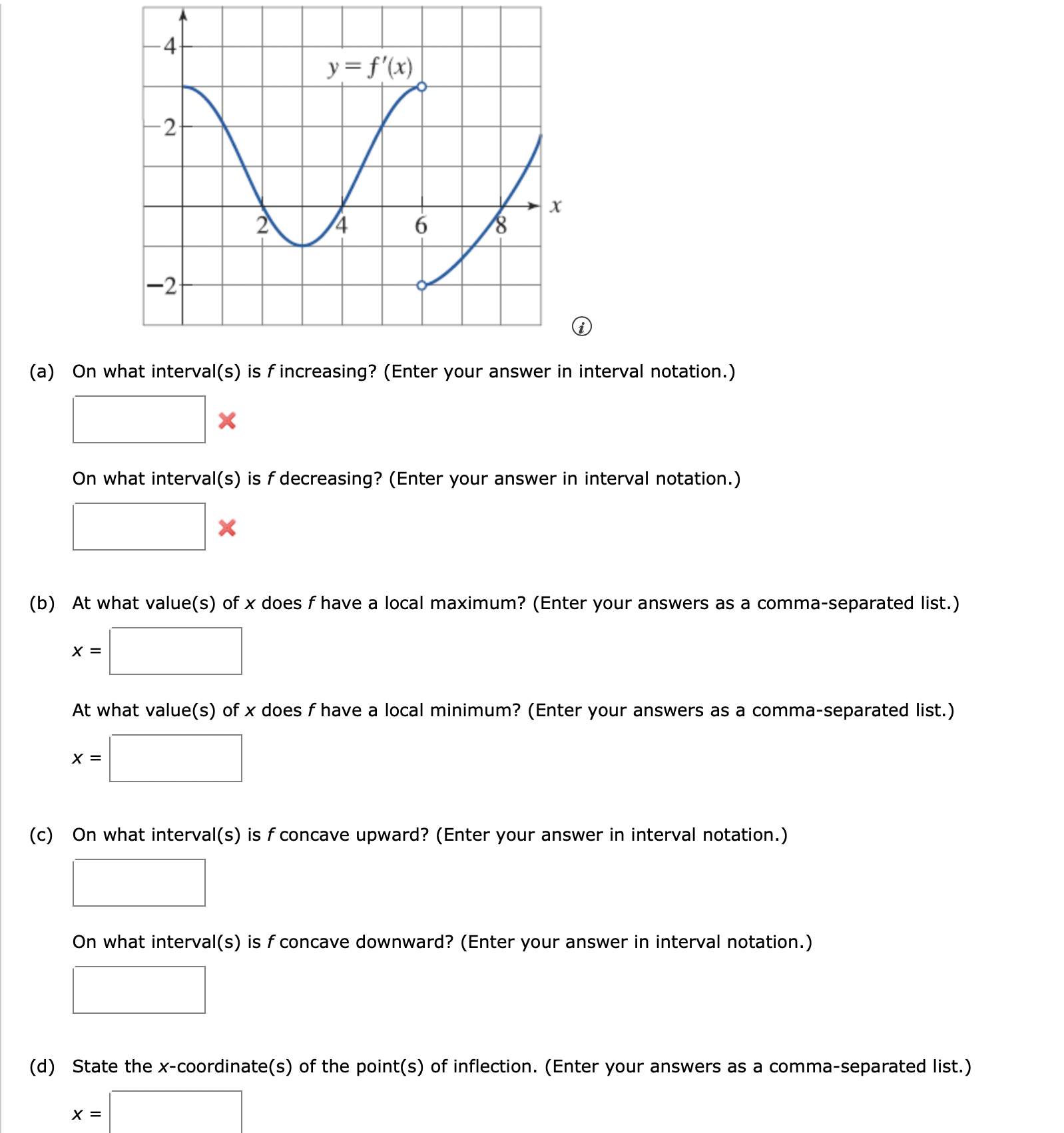 Solved (a) On what interval(s) is f increasing? (Enter your | Chegg.com