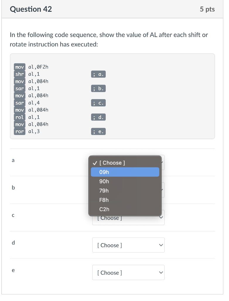 Solved In the following code sequence, show the value of AL | Chegg.com