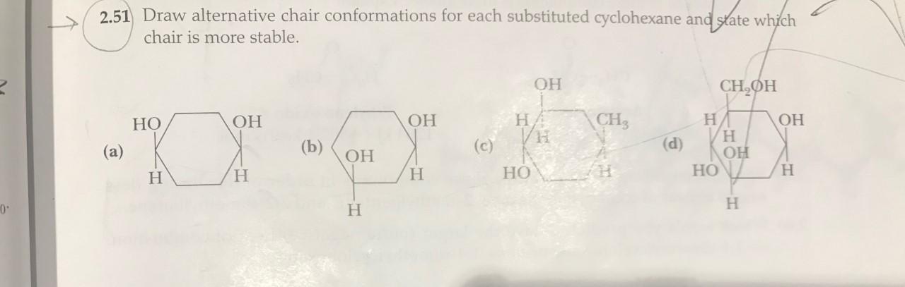Solved 2.51 Draw alternative chair conformations for each | Chegg.com