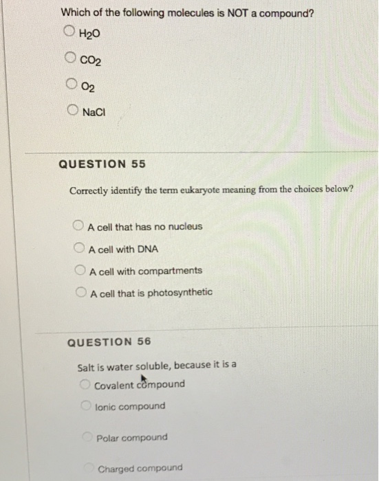 Solved Which of the following molecules is NOT a compound? | Chegg.com