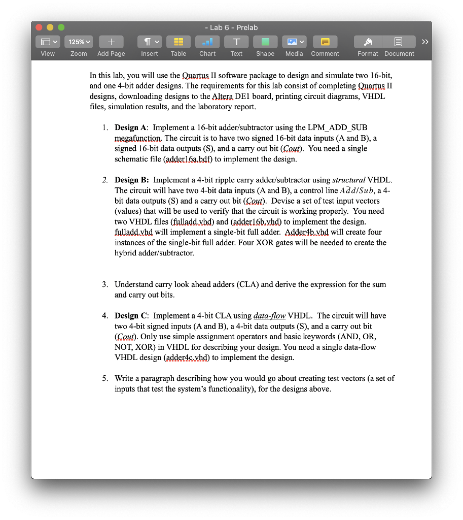 - Lab 6 - Prelab 125% View Zoom Add Page Insert Table | Chegg.com