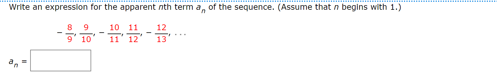 Solved Write an expression for the apparent nth term an of | Chegg.com