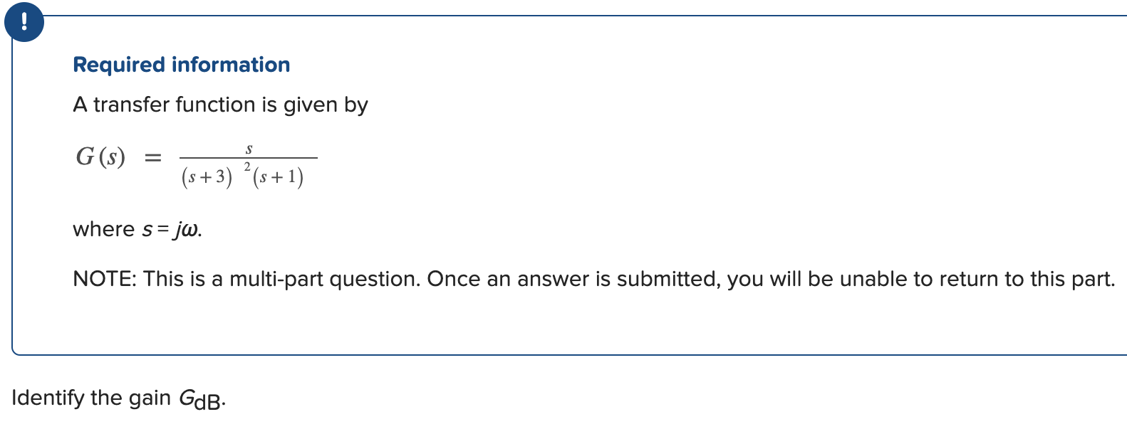 Required information A transfer function is given by | Chegg.com