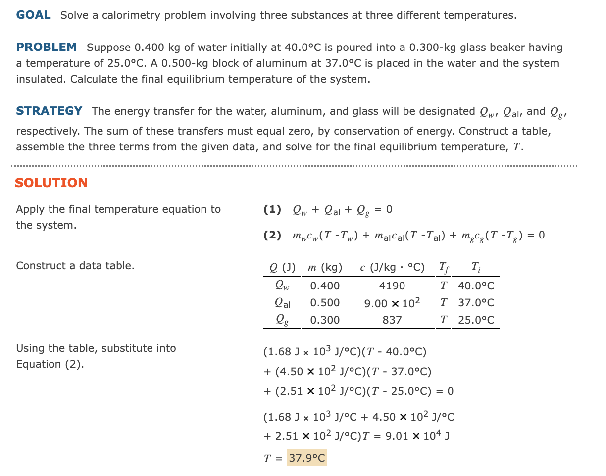 Solved GOAL Solve a calorimetry problem involving three | Chegg.com