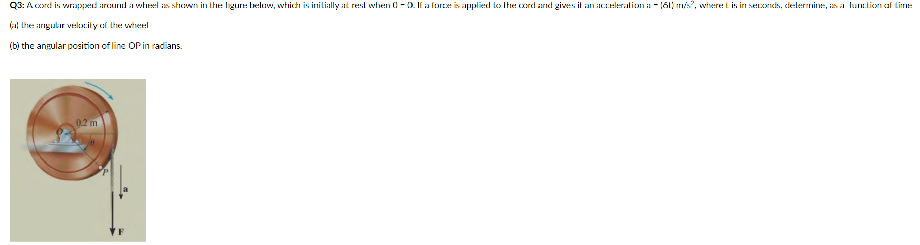 Solved (a) the angular velocity of the wheel (b) the angular | Chegg.com