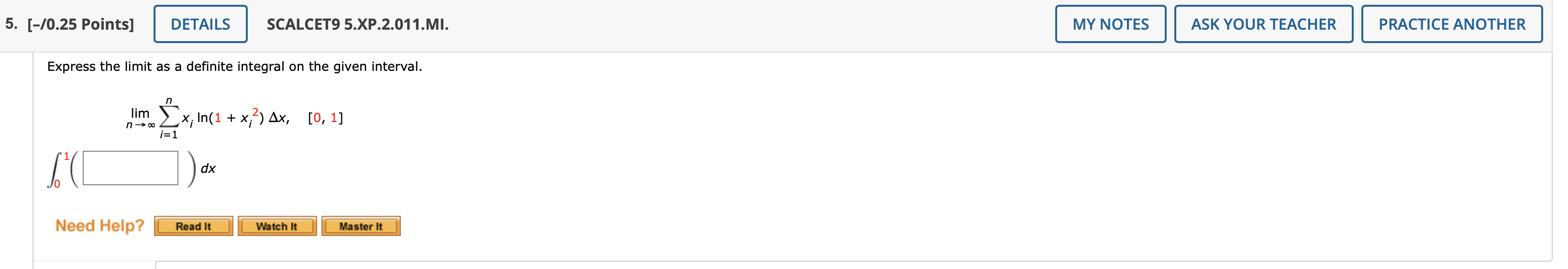 Solved Express the limit as a definite integral on the given | Chegg.com