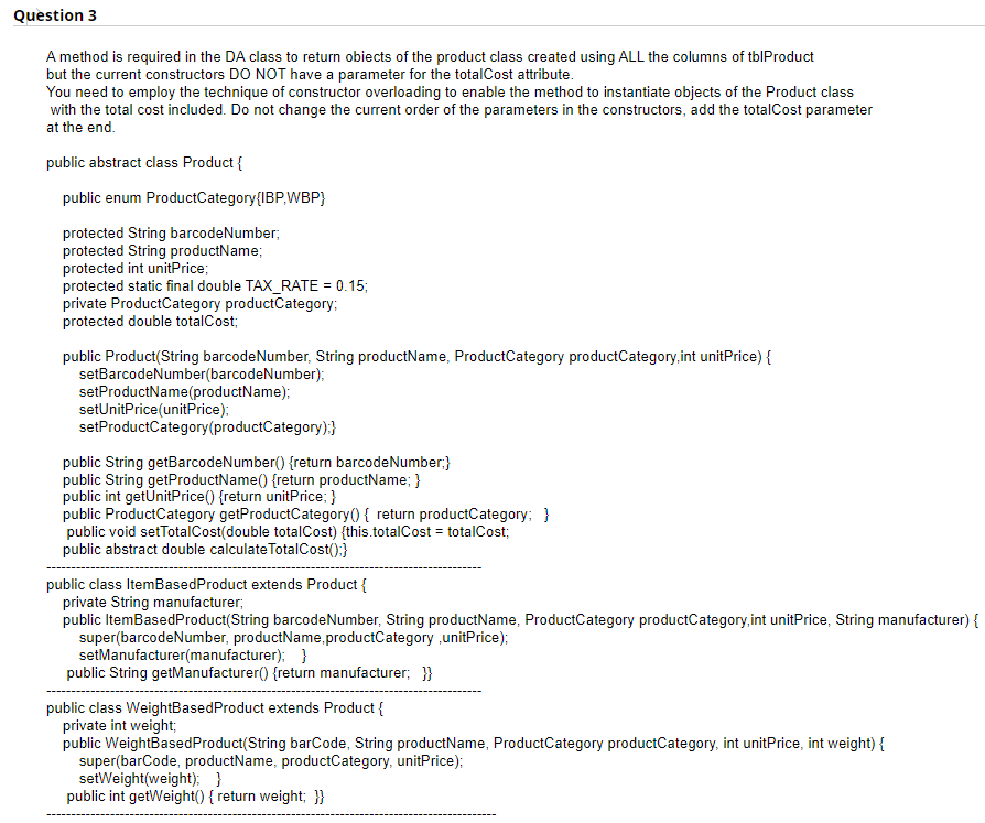 Solved A method is required in the DA class to return | Chegg.com