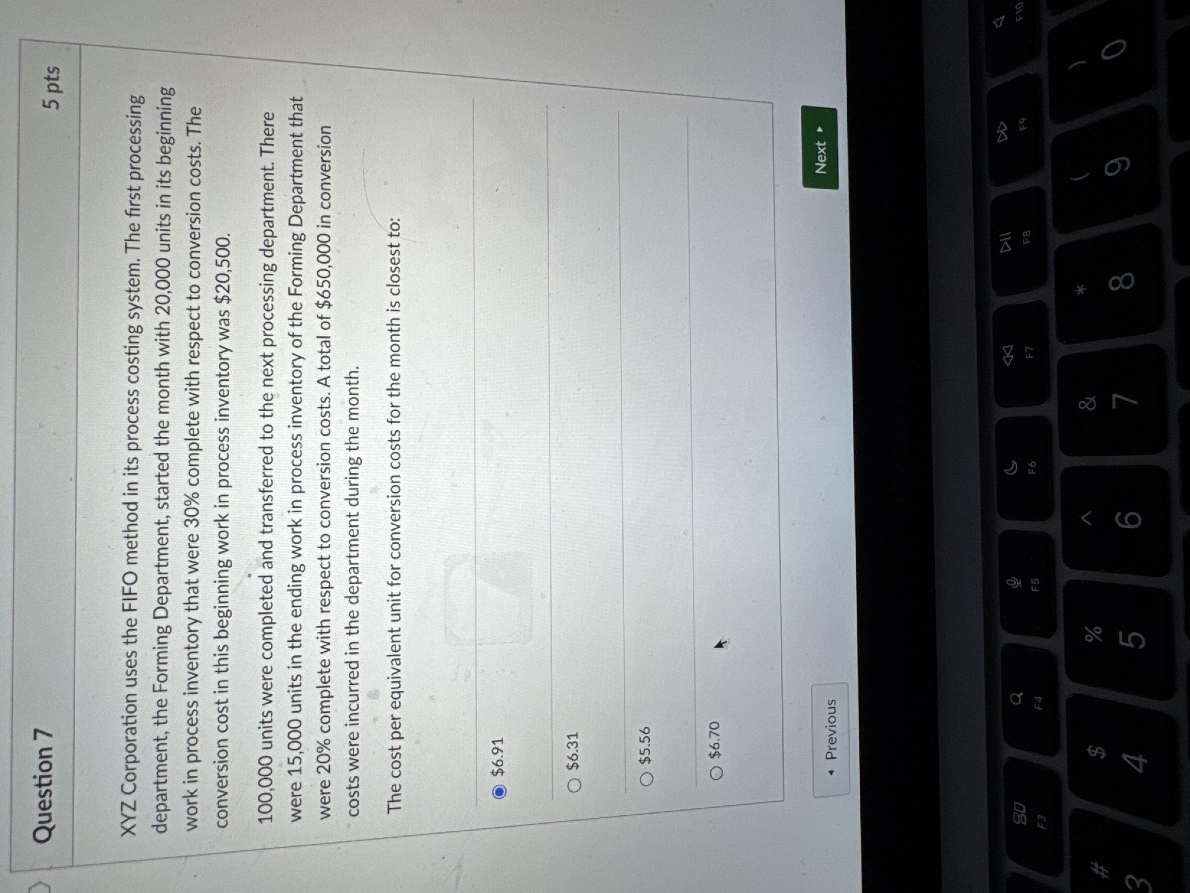 Solved Question 7XYZ Corporation uses the FIFO method in its | Chegg.com