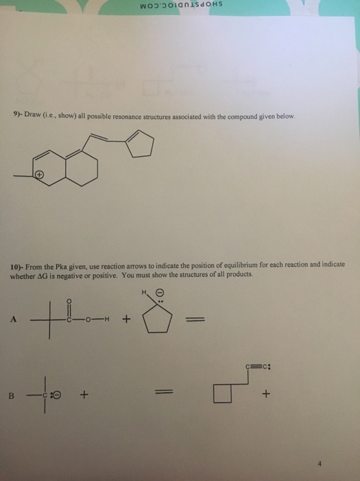 Solved Draw (i.e., show) all possible resonance structures | Chegg.com