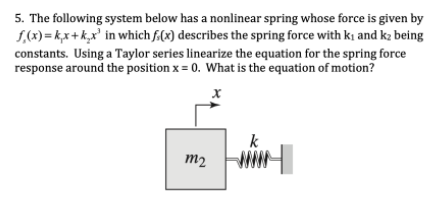 Solved 5. The following system below has a nonlinear spring | Chegg.com
