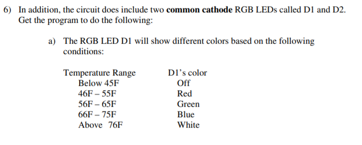 6) Set different colors for the RGB LED One | Chegg.com