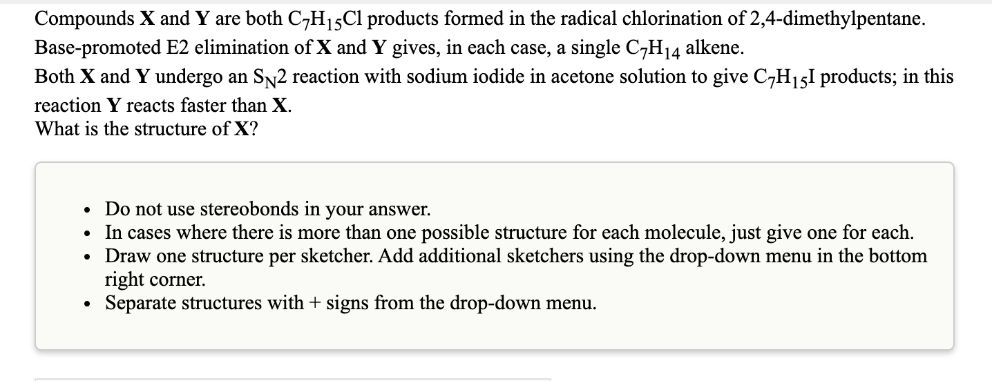 Solved Compounds X and Y are both C H15Cl products formed in | Chegg.com