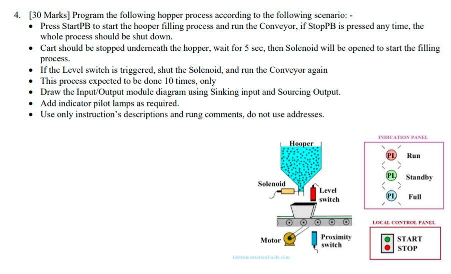 Solved 4. [30 Marks] Program the following hopper process | Chegg.com