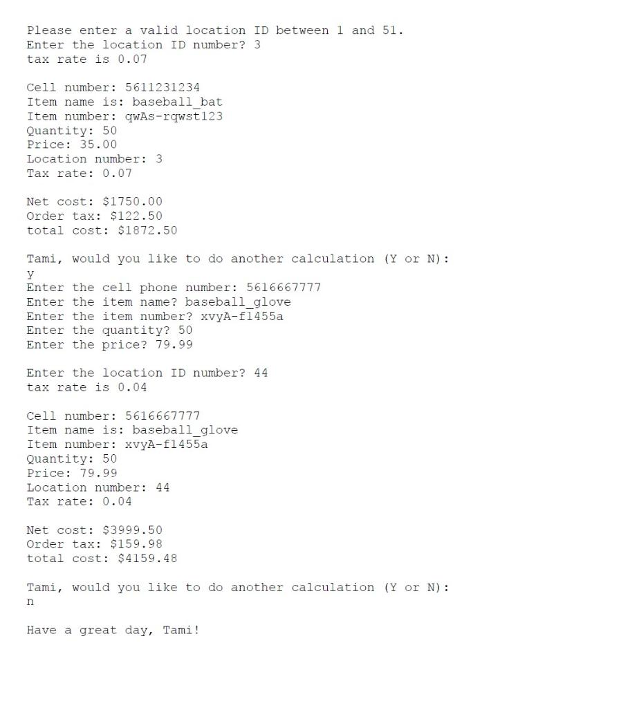 Solved COP 3014-program 2- order calculator Assignment | Chegg.com