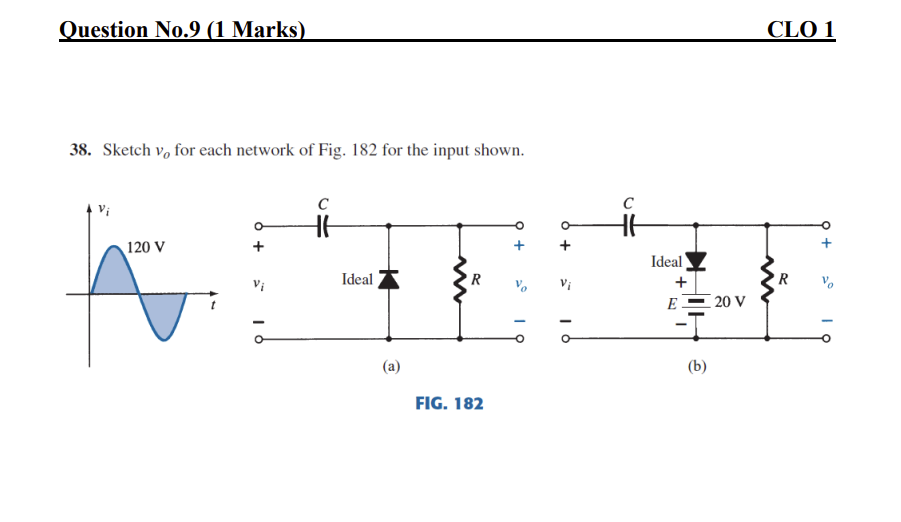 Solved 38. Sketch vo for each network of Fig. 182 for the | Chegg.com