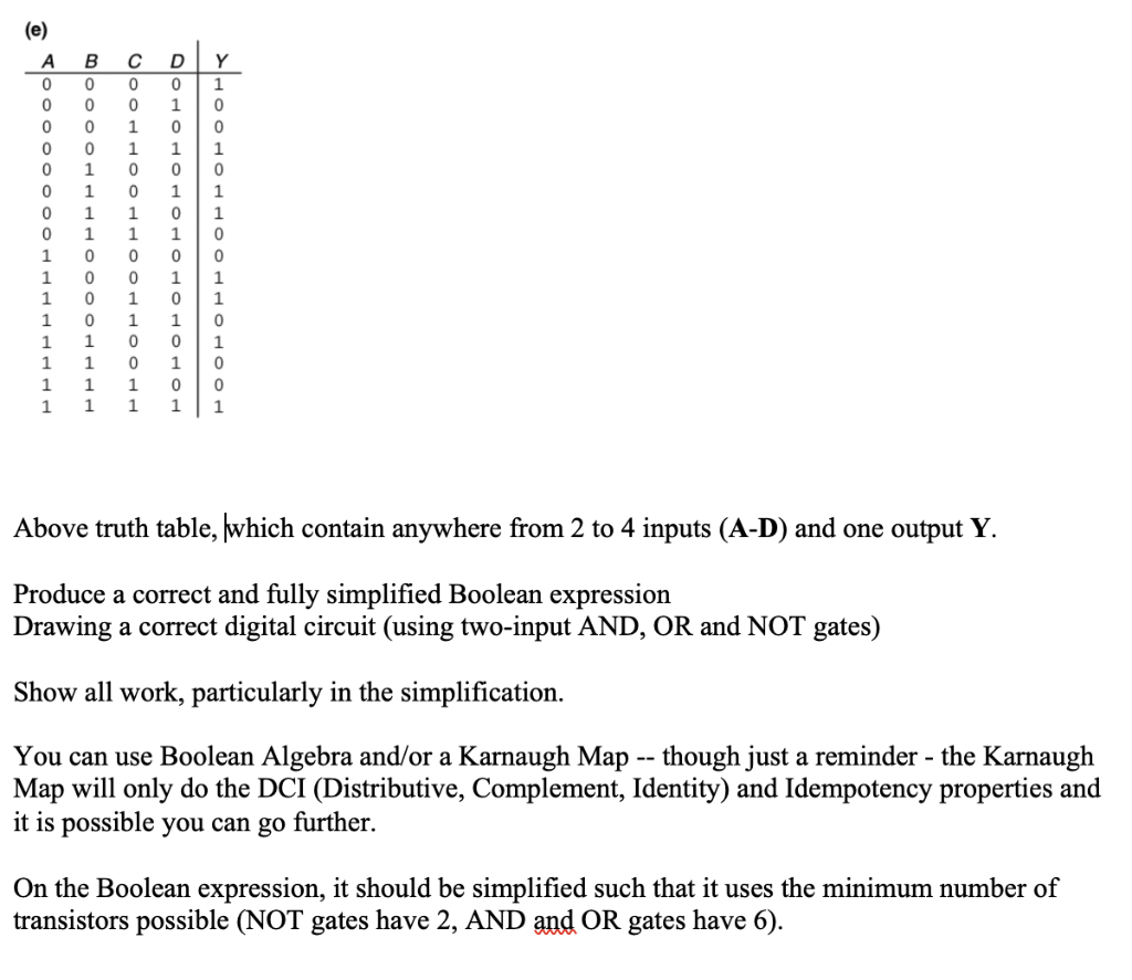 Solved Above truth table, which contain anywhere from 2 to 4 | Chegg.com