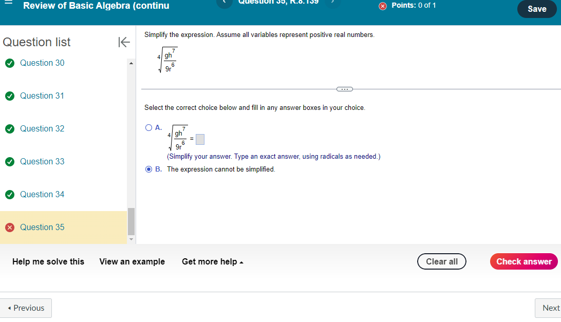 Solved Simplify the expression. Assume all variables | Chegg.com