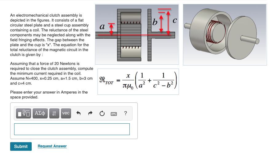 Solved 16 с a An electromechanical clutch assembly is | Chegg.com