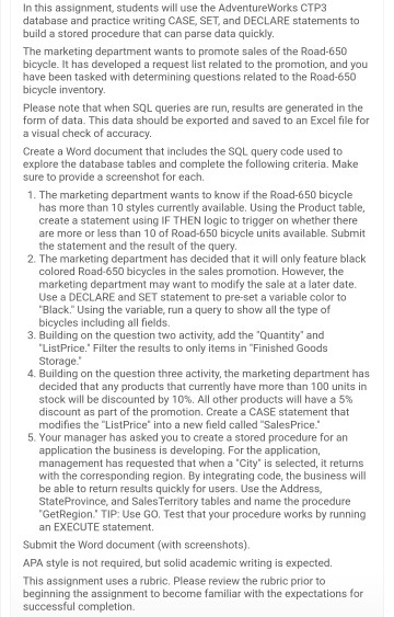 Solved Its using the database Adventureworks CTP3 if you can | Chegg.com