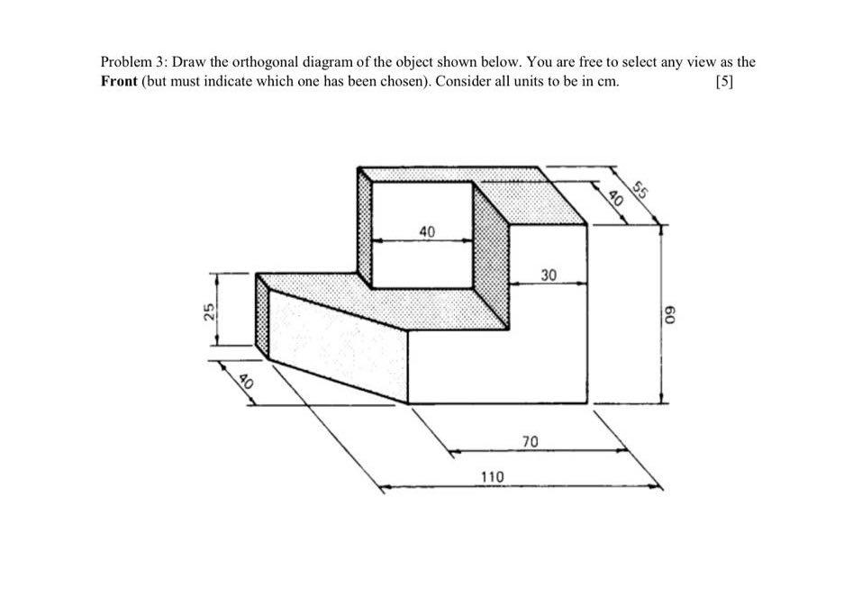 Solved Problem 3: Draw the orthogonal diagram of the object | Chegg.com